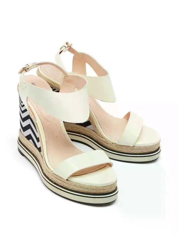 NICHOLAS KIRKWOOD Cream Patent Leather Wedge Sandals