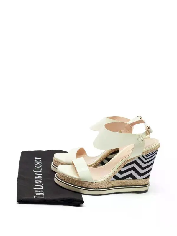 NICHOLAS KIRKWOOD Cream Patent Leather Wedge Sandals