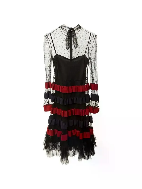 Red Valentino Tulle Tiered Dress - Black