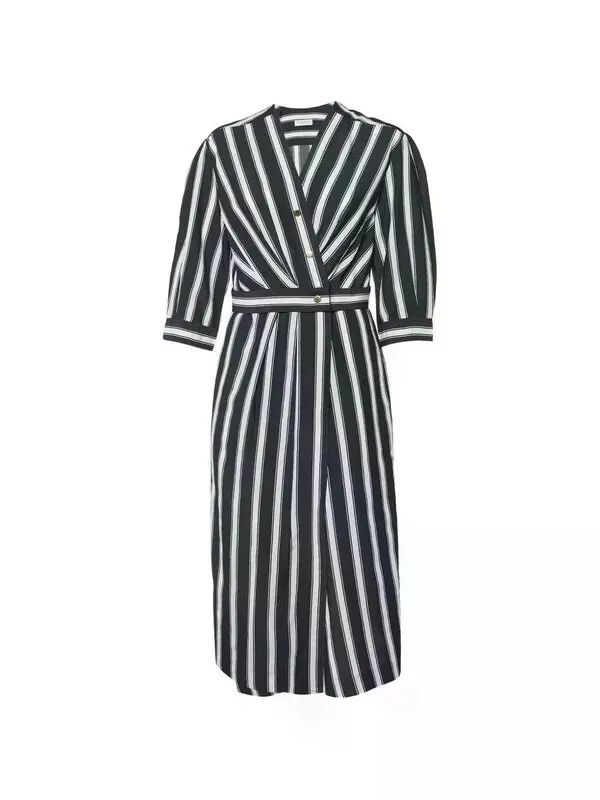 Sandro Striped Midi Wrap Dress - Black