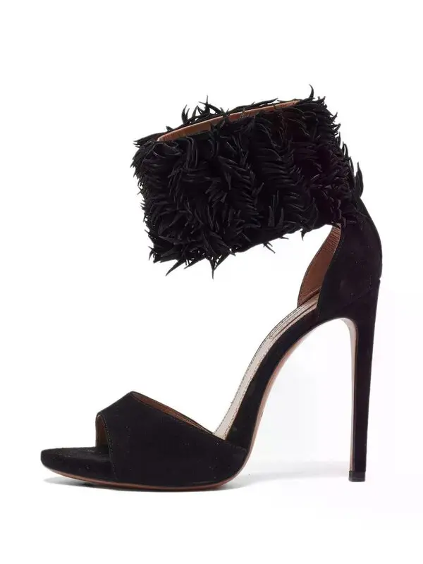 Alaïa Fringed Ankle-cuff Chamois Sandals - Black