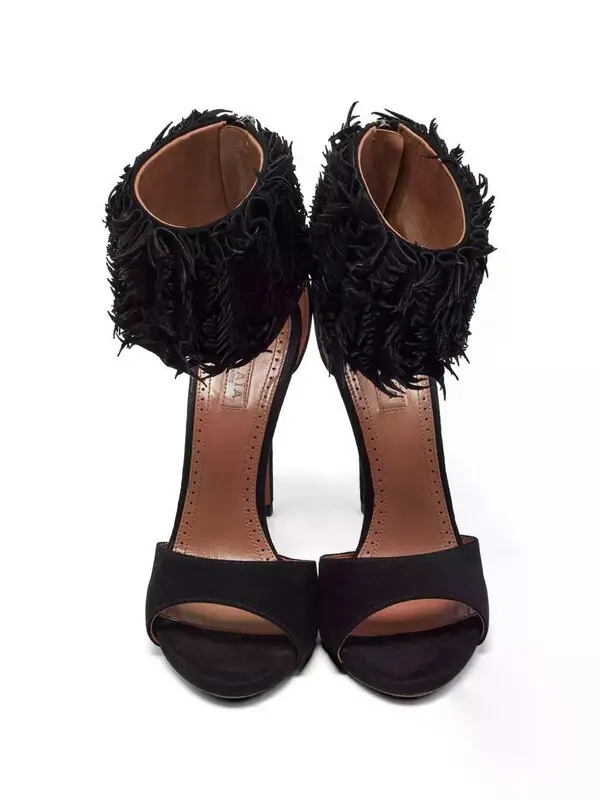 Alaïa Fringed Ankle-cuff Chamois Sandals