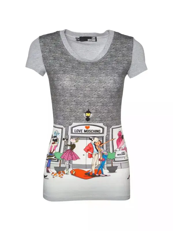 Moschino Printed Knit T-shirt - Grey