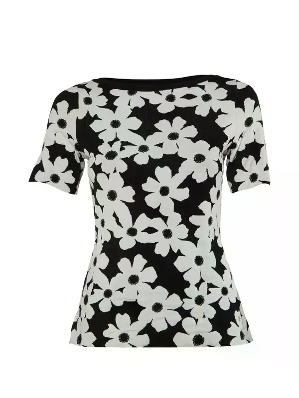 Carolina Herrera Jacquard Floral T-shirt - Black