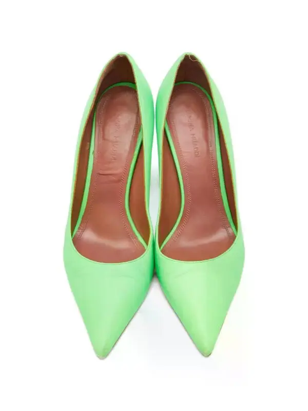 Amina Muaddi Patent Leather Pointed Toe Pumps