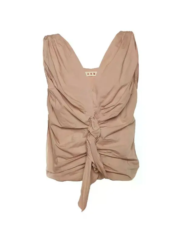 Marni Ruched Sleeveless V-neck Top - Pink