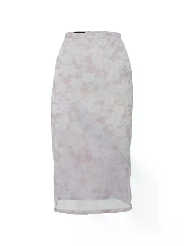 Burberry Floral Print Midi Skirt - Pink