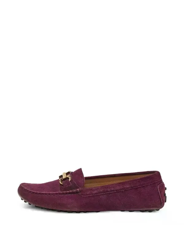 FERRAGAMO Gancini Suede Loafers - Purple