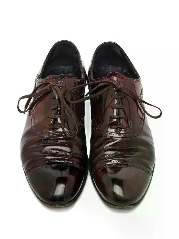 Dolce & Gabbana Burgundy Leather Brogue Oxford Shoes