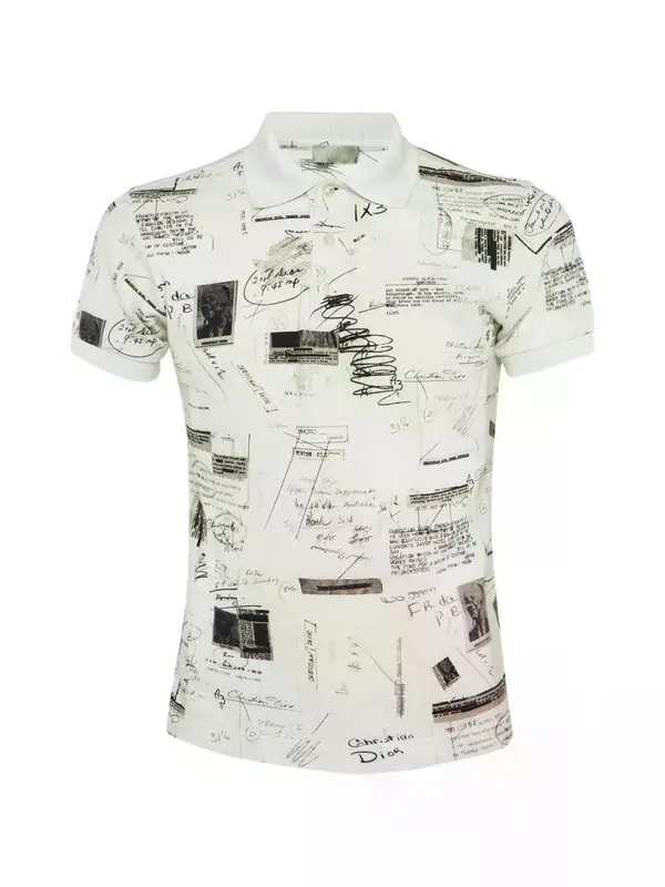 Dior Scrapbook-print Cotton Polo Shirt - Neutrals