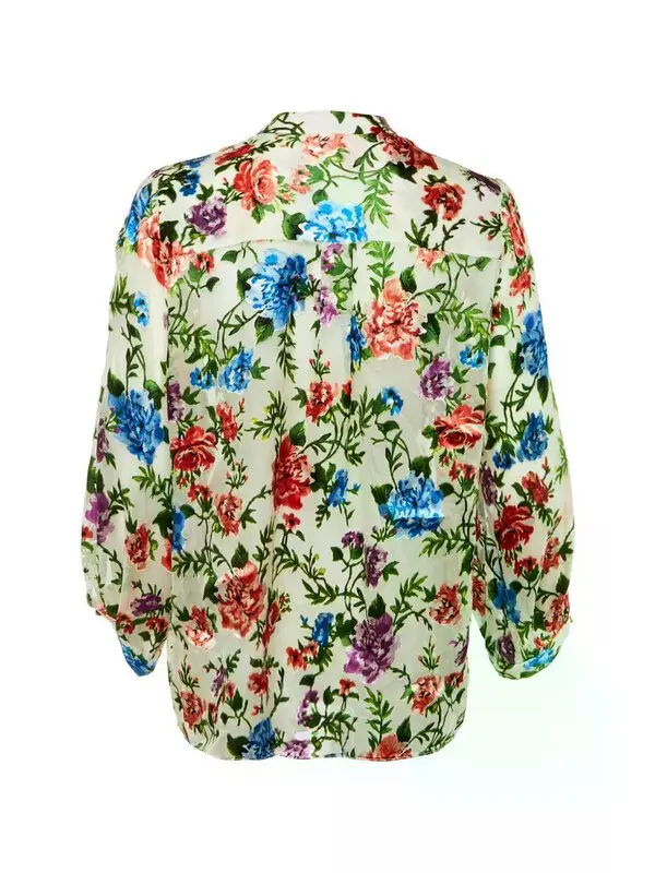 Alice + Olivia Devoré Floral Print Mandarin Shirt