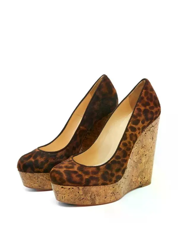 CHRISTIAN LOUBOUTIN Leopard-print Cork Wedge Pumps