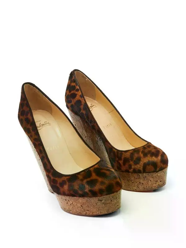 CHRISTIAN LOUBOUTIN Leopard-print Cork Wedge Pumps