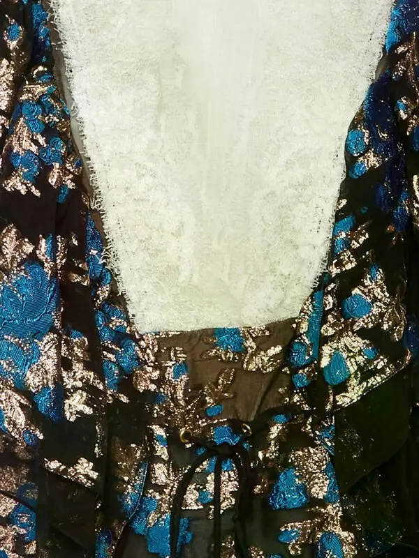 LANVIN Floral Brocade Lace-panel Blouse