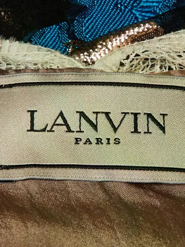 LANVIN Floral Brocade Lace-panel Blouse