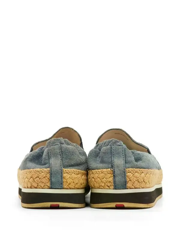 Prada Suede Slip-on Loafers With Woven Trim