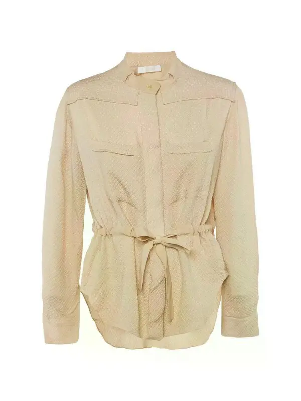 Chloé Textured Band Collar Shirt - Neutrals