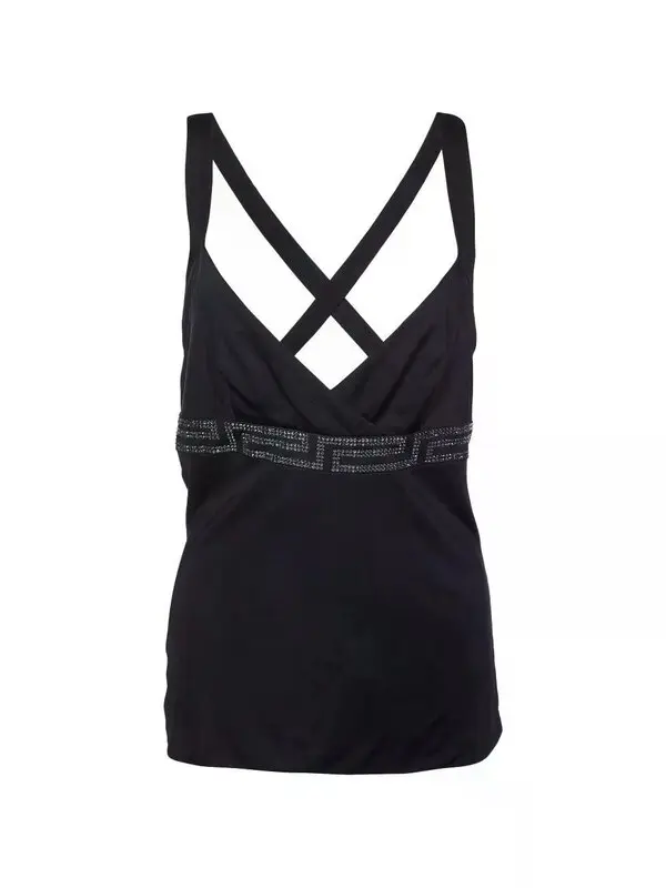Versace Greca Embellished Tank Top - Black