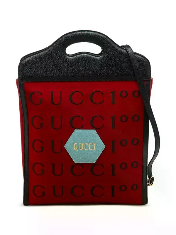 Gucci Centennial Script Logo Tote Bag - Red