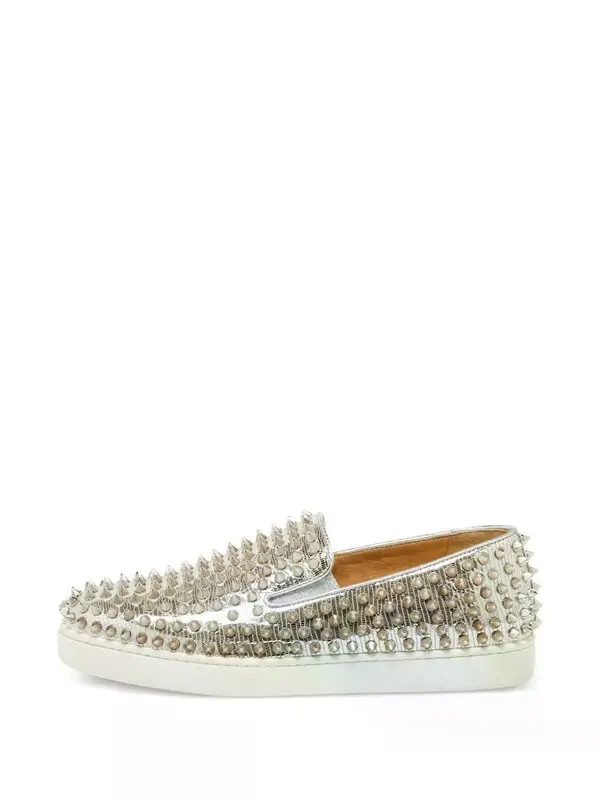 CHRISTIAN LOUBOUTIN Roller Boat Embellished Sneakers - Silver