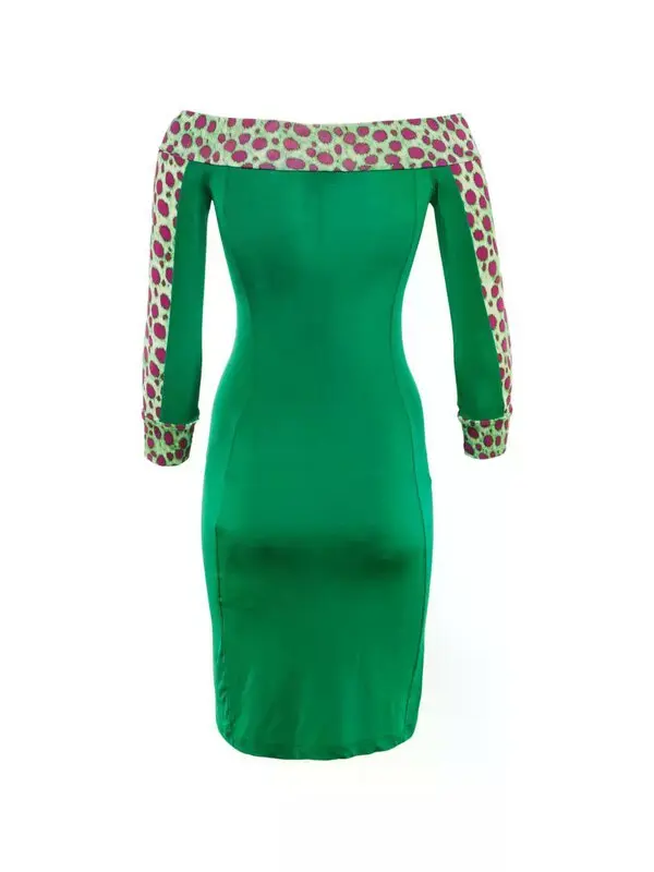 Just Cavalli Printed Off-shoulder Mini Dress - Green