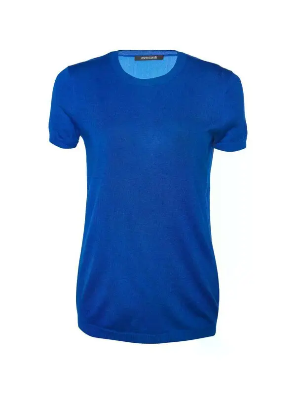 Roberto Cavalli Short-sleeved Fine-knit T-shirt - Blue