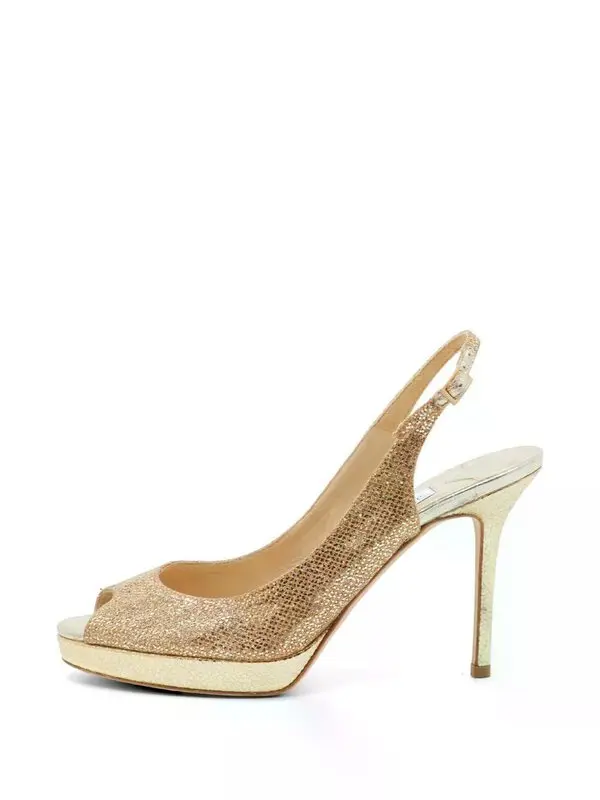 JIMMY CHOO Glitter Peep-toe Slingback Sandals