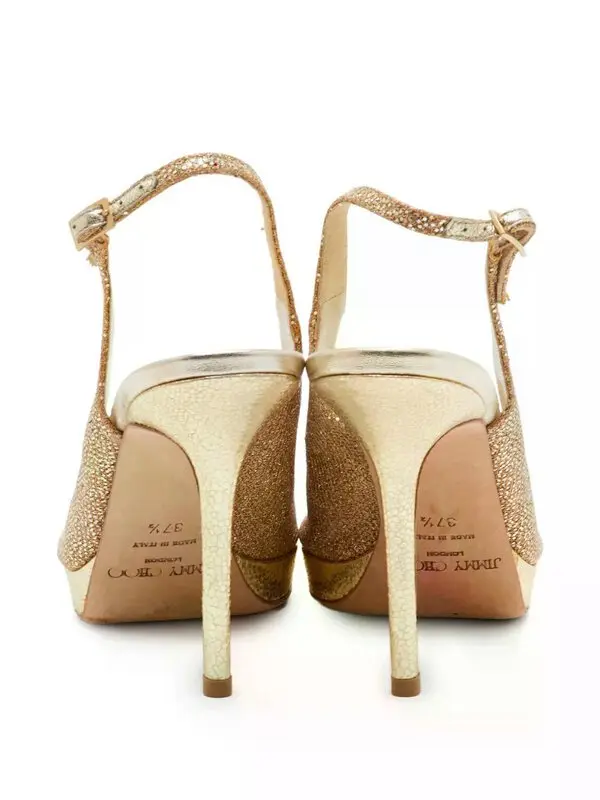 JIMMY CHOO Glitter Peep-toe Slingback Sandals