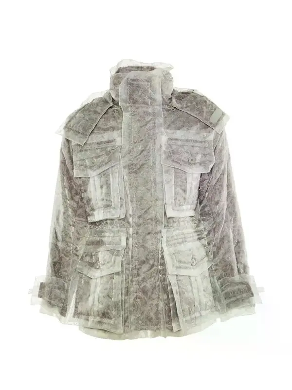 LOUIS VUITTON Monogram Organza Layered Hooded Jacket