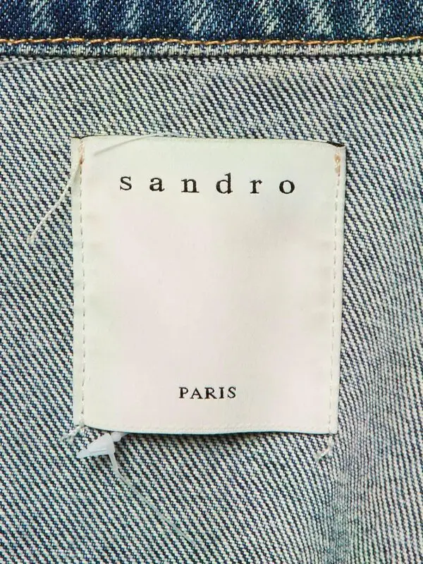 Sandro Plaid-panel Denim Jacket - Blue