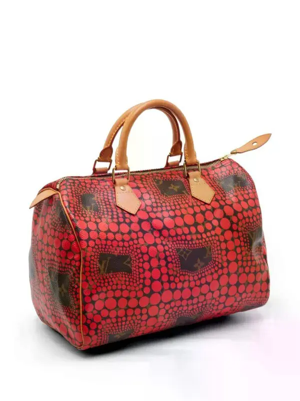 LOUIS VUITTON X Yayoi Kusama Speedy 30 Monogram Canvas Tote Bag - Red
