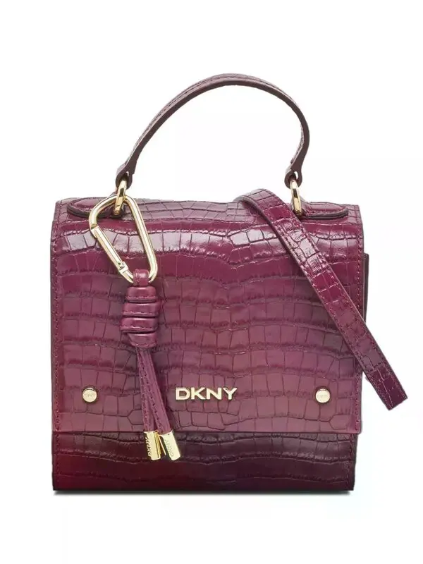 Dkny Croc-embossed Top Handle Bag - Purple