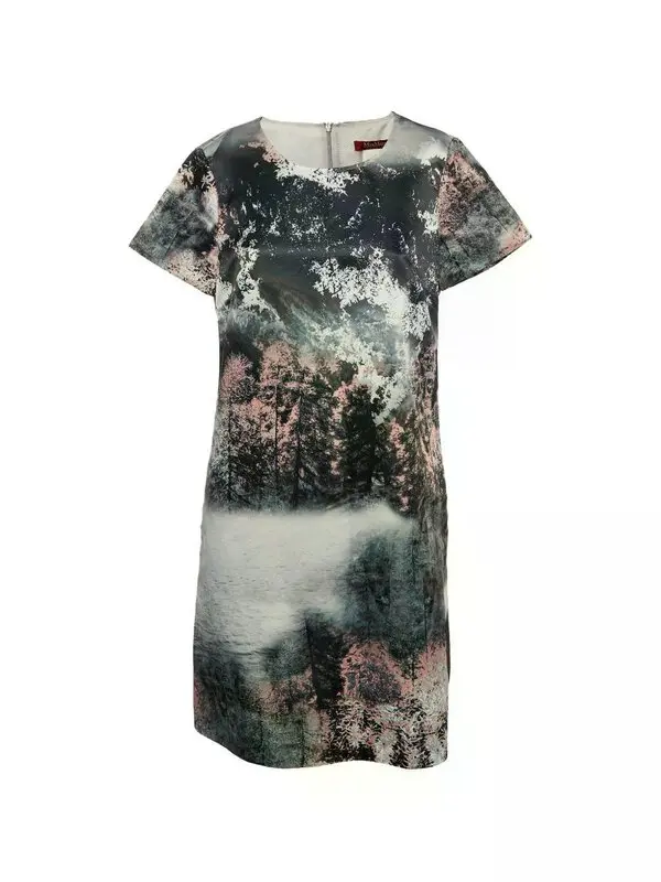 Max Mara Printed Satin Mini Dress - Grey