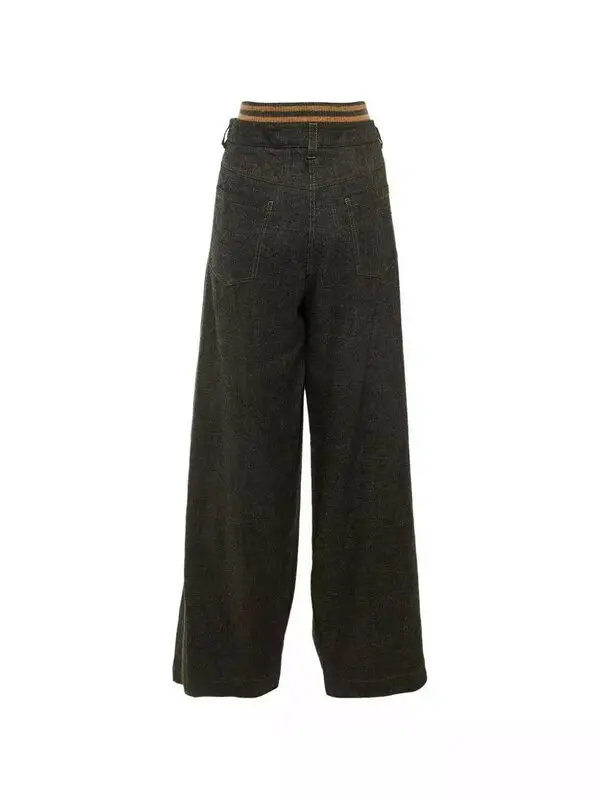 Brunello Cucinelli Striped Waistband Wide-leg Trousers - Grey