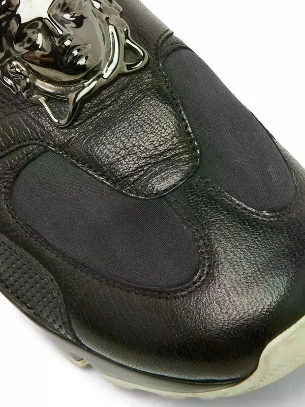 Versace Grained Leather Medusa Head Plaque Slip-on Sneakers