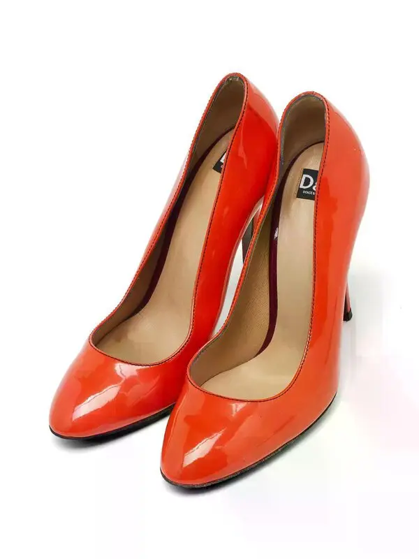 Dolce & Gabbana Patent Stiletto Heel Pumps - Orange
