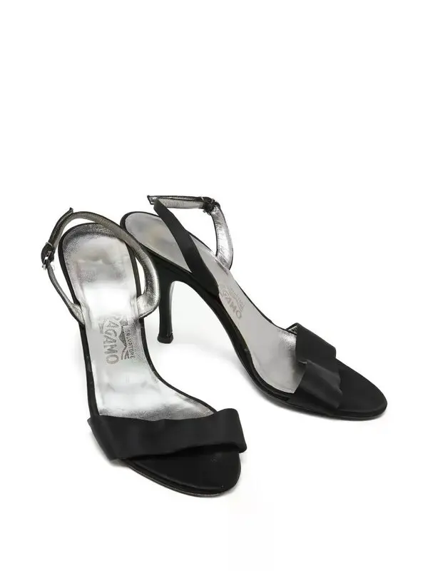 FERRAGAMO Satin Ankle-strap Stiletto Sandals - Black