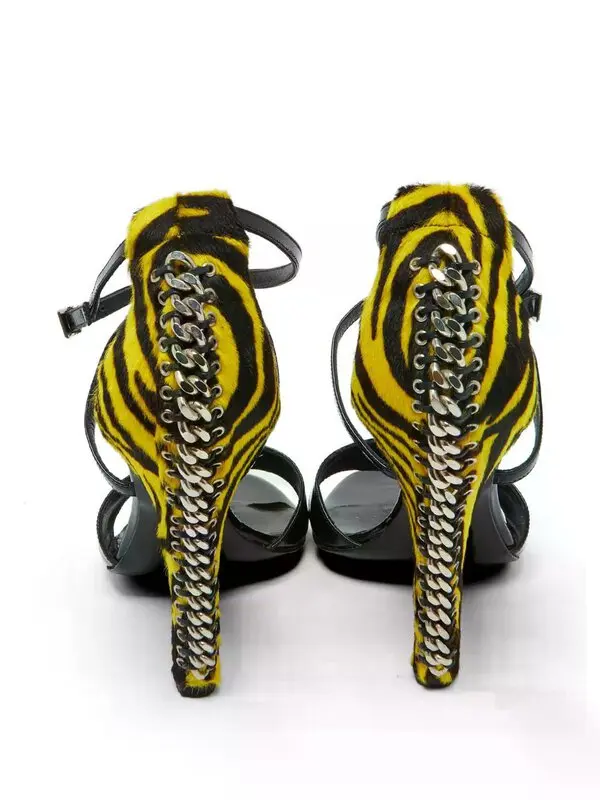 Versace Animal-print Chain-detail High Heel Sandals