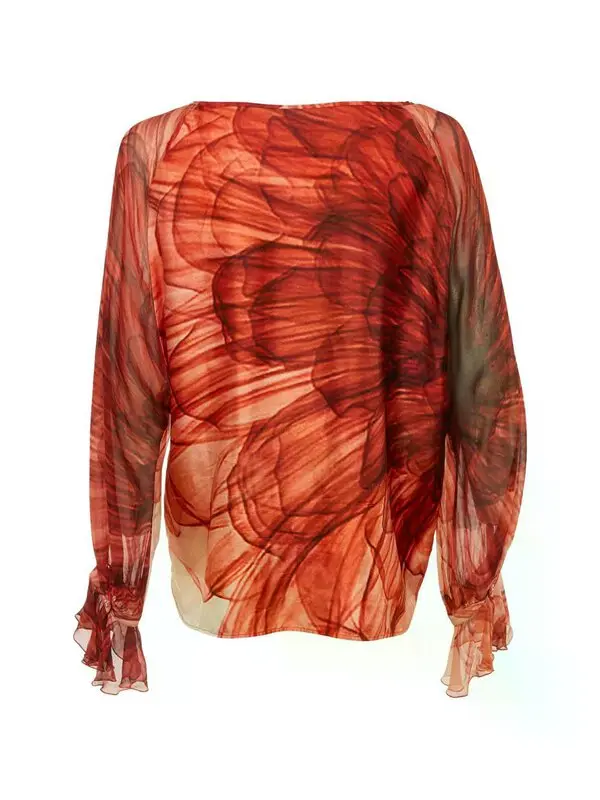 Max Mara Floral Print Silk Blouse