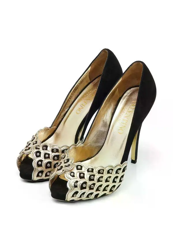 Valentino Garavani Embellished Peep-toe Platform Pumps
