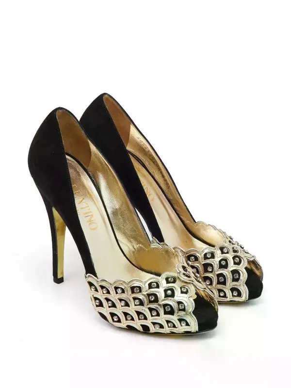 Valentino Garavani Embellished Peep-toe Platform Pumps