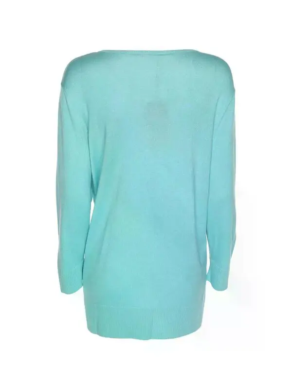 BASLER Embellished V-neck Fine Knit Sweater