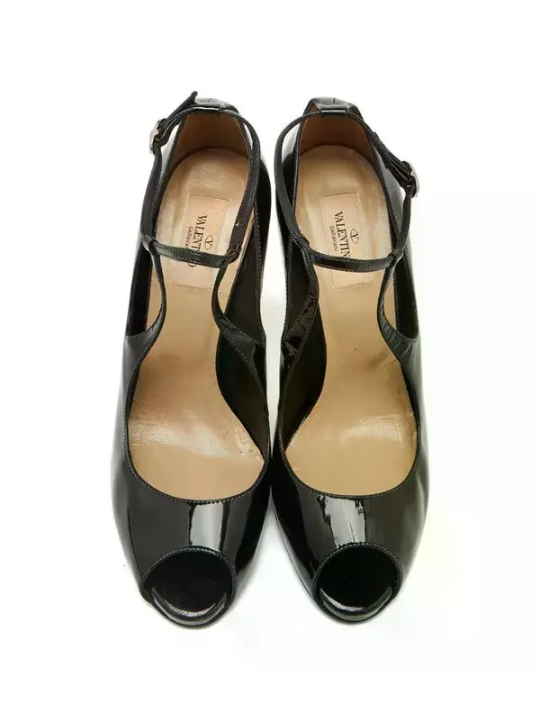 Valentino Garavani Patent Leather Peep-toe Mary Jane Pumps