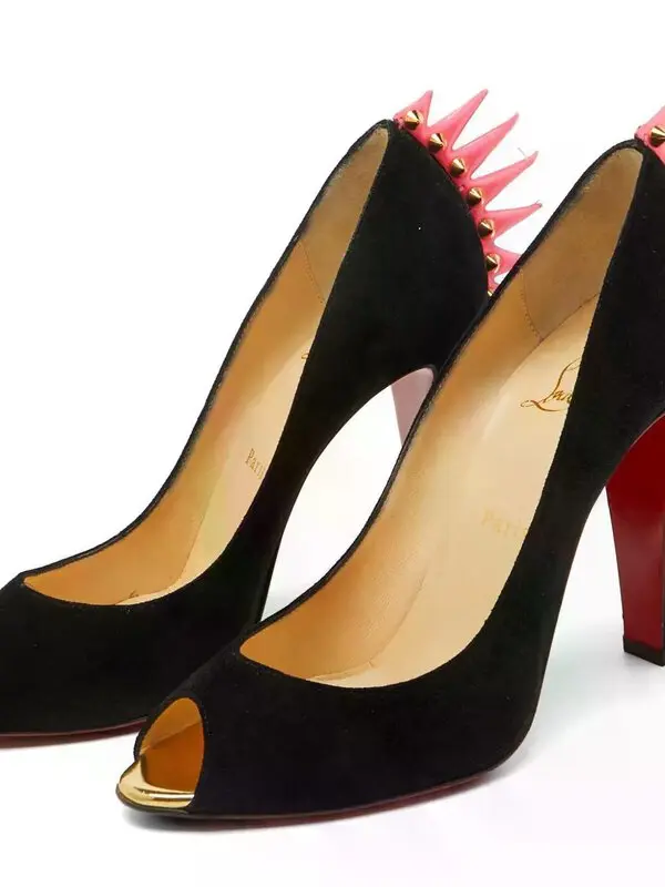 CHRISTIAN LOUBOUTIN Suede Peep Toe Pumps