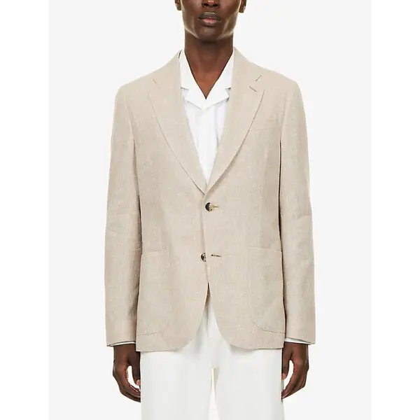Paul Smith Single-breasted Linen And Silk-blend Blazer