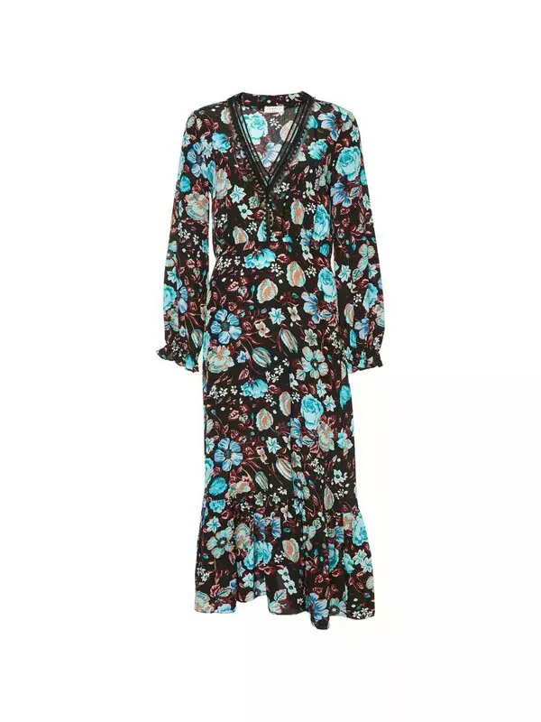 Sandro Floral-print Ruffled Midi Dress