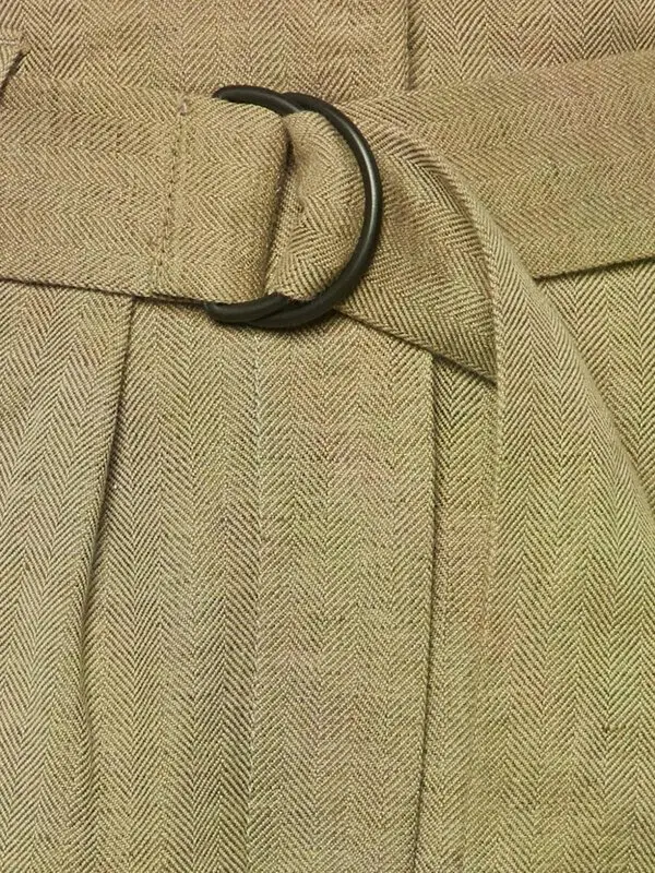 Brunello Cucinelli Belted Herringbone Trousers