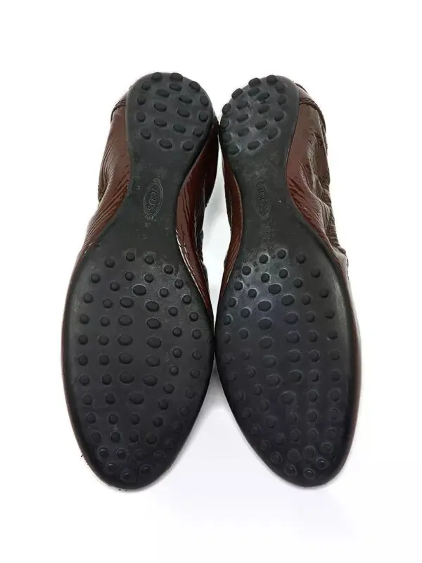 TOD'S Patent Leather Penny Strap Loafers - Brown