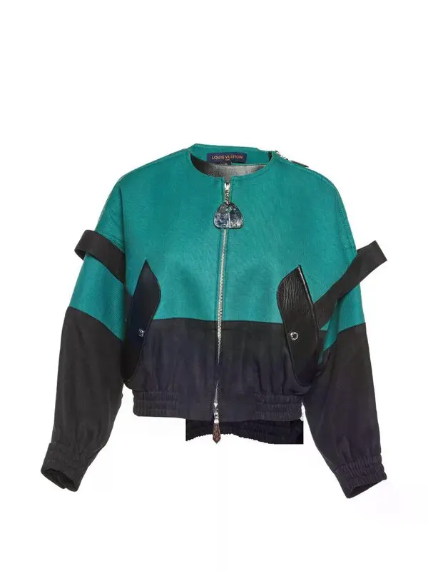 LOUIS VUITTON Two-tone Leather Trim Bomber Jacket