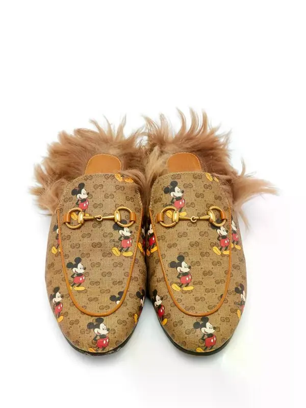 Gucci Princetown Mickey Mouse Gg Supreme Canvas Mules